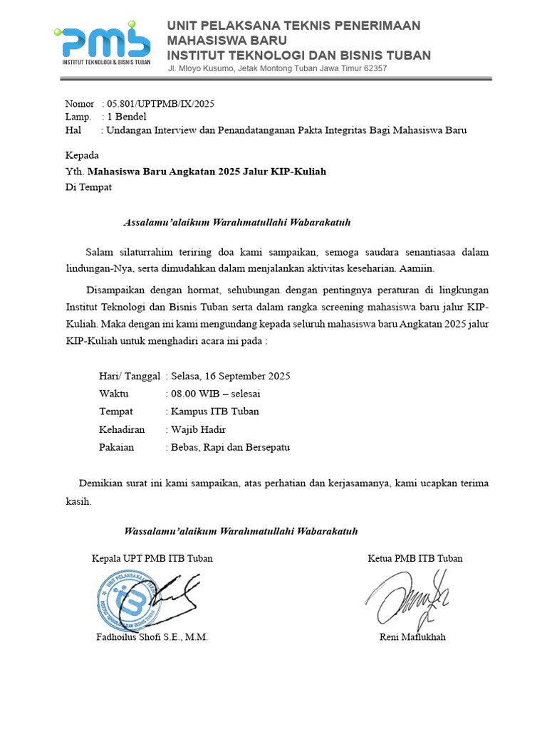 Undangan Interview Dan Penandatanganan | PDF