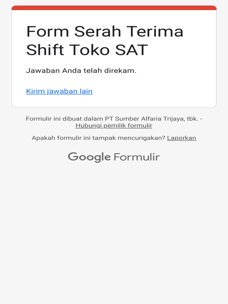 Form Serah Terima Shift Toko SAT | PDF