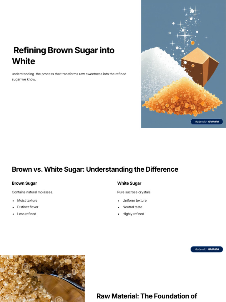 Refining Brown Sugar to White Sugar | PDF | Sugar | Diet & Nutrition