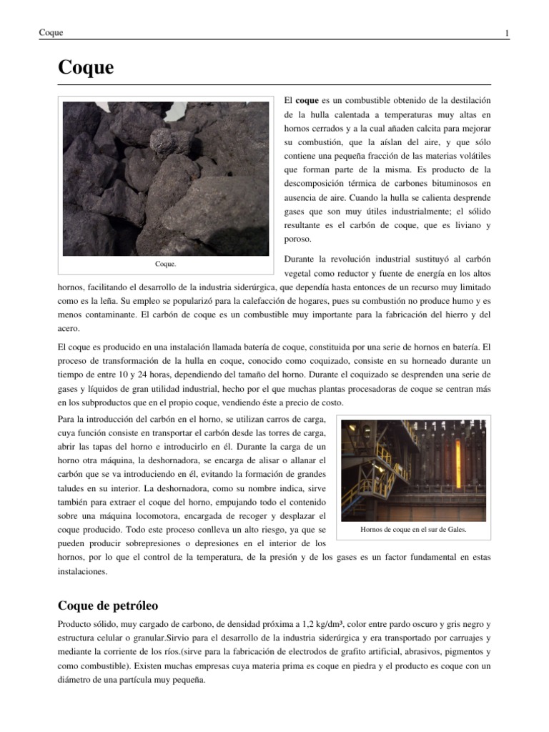 Coque: Combustible y Proceso de Coquizado | PDF | Coca-Cola ...