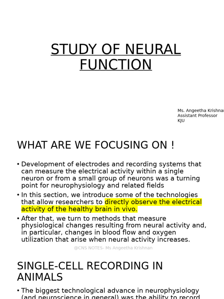 Study of Neural Function | PDF | Brain | Neuron