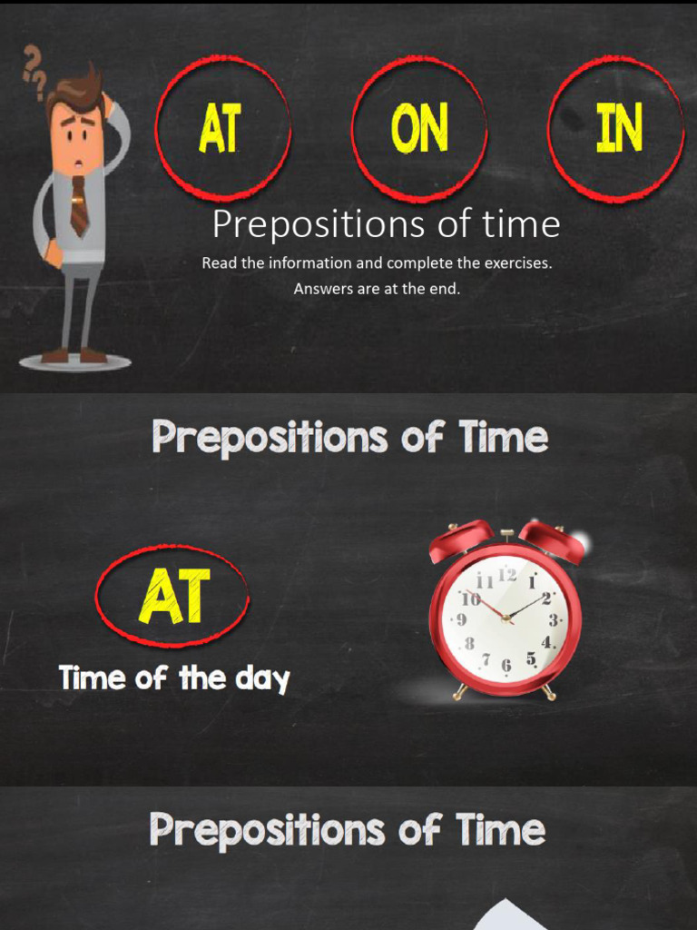 Prepositions of Time Revision and Exercises | PDF