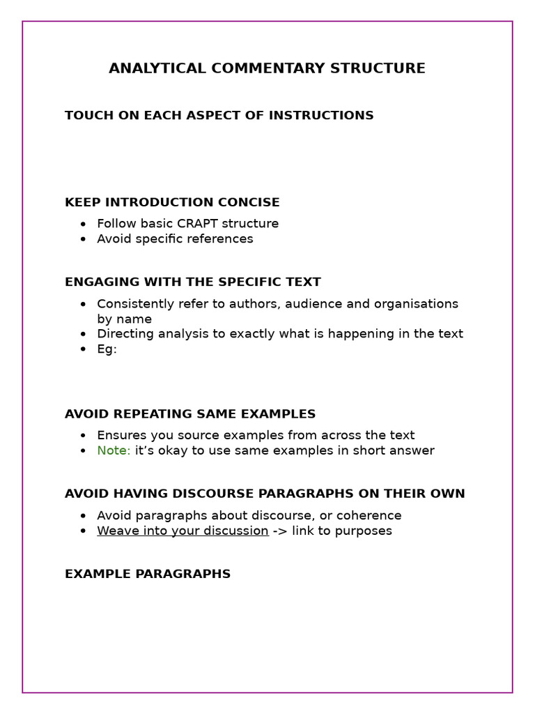 Analytical Commentary Structure | PDF