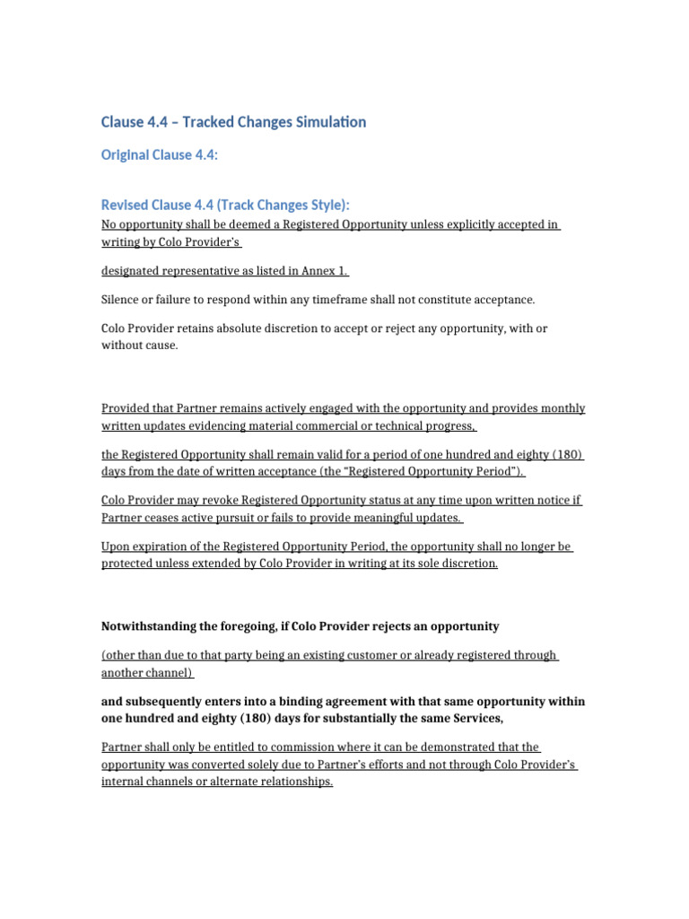 Clause 4 4 Tracked Changes Simulation | PDF
