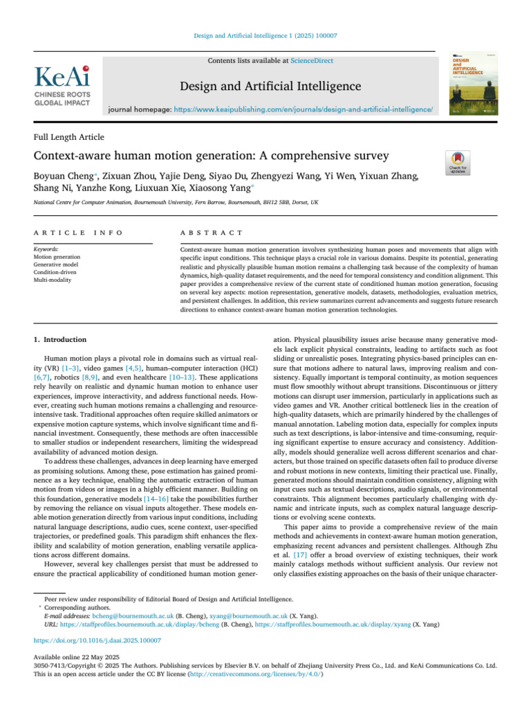 Context-Aware Human Motion Generation Survey | PDF
