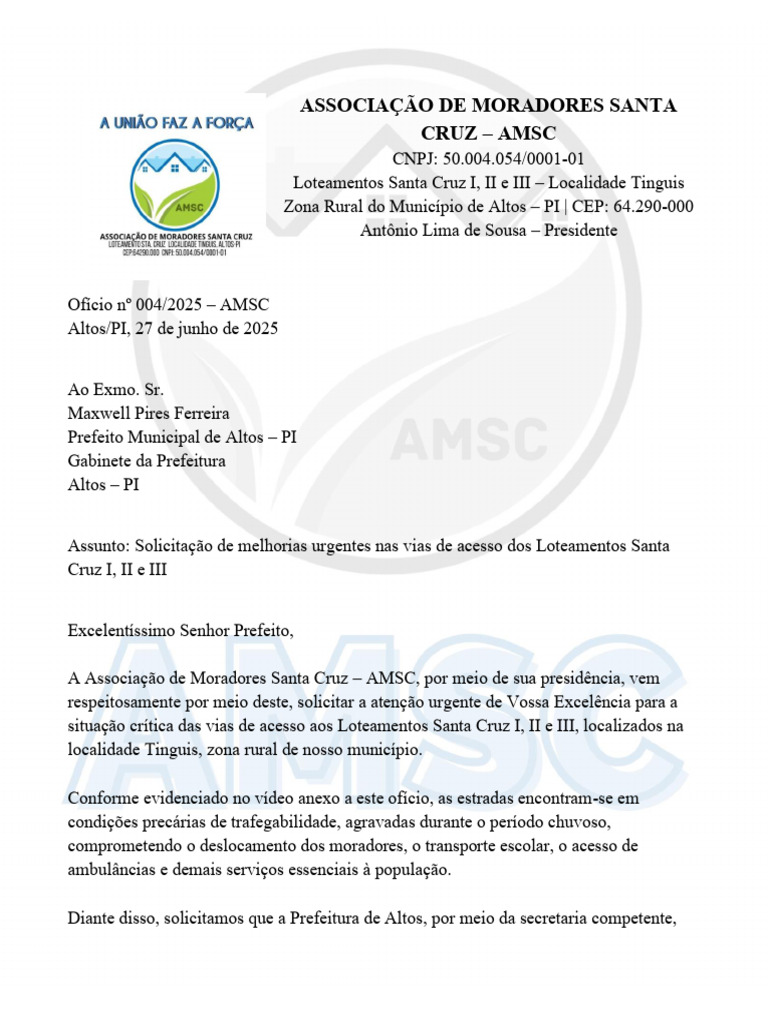 OFICIO MAXUELL 2025 AMSC Assinado | PDF