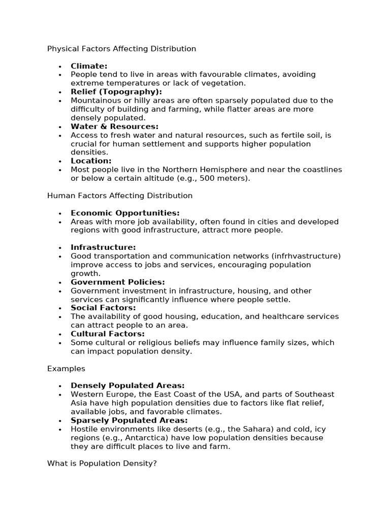 Factors Influencing Population Distribution | PDF | Population Growth ...