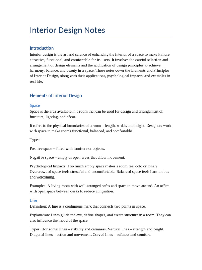 Interior Design Notes Complete | PDF | Symmetry | Interior Design