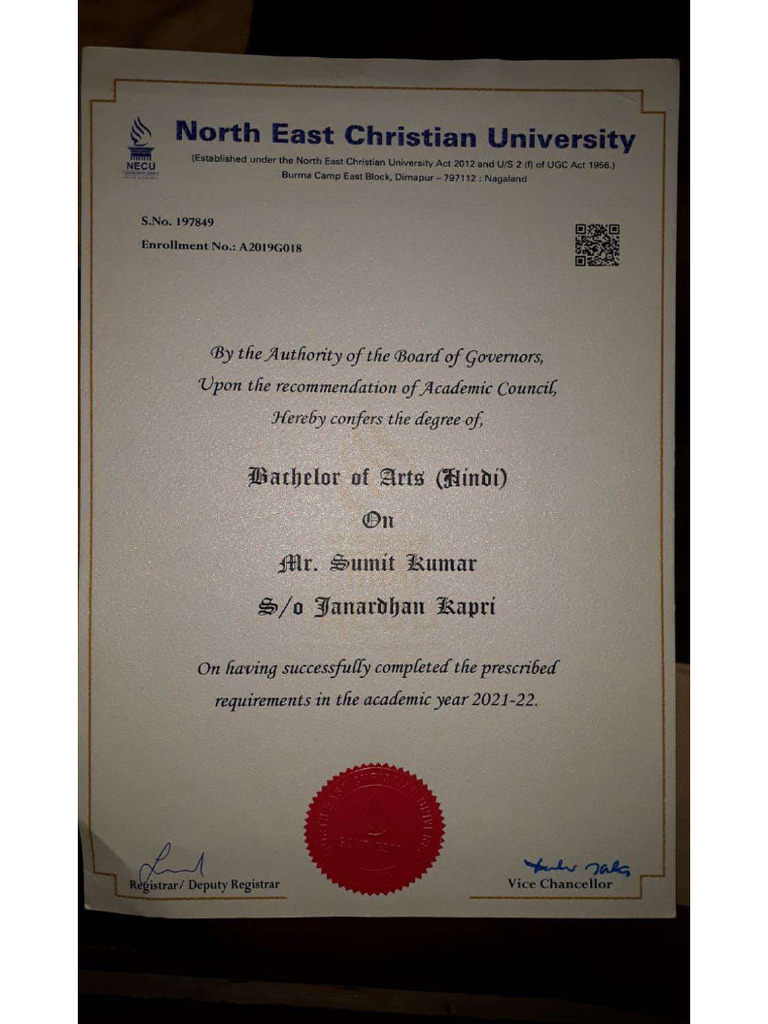 Necu Sample Certificate | PDF