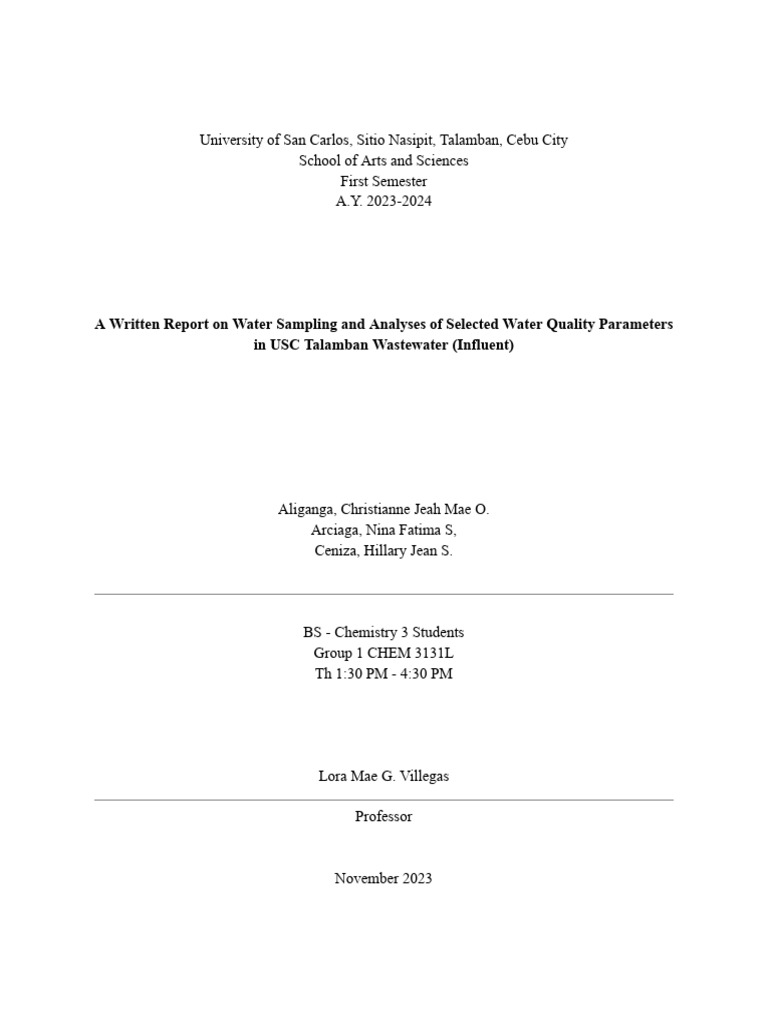 3 Musketeers Envi Lab Report | PDF | Water Quality | Water