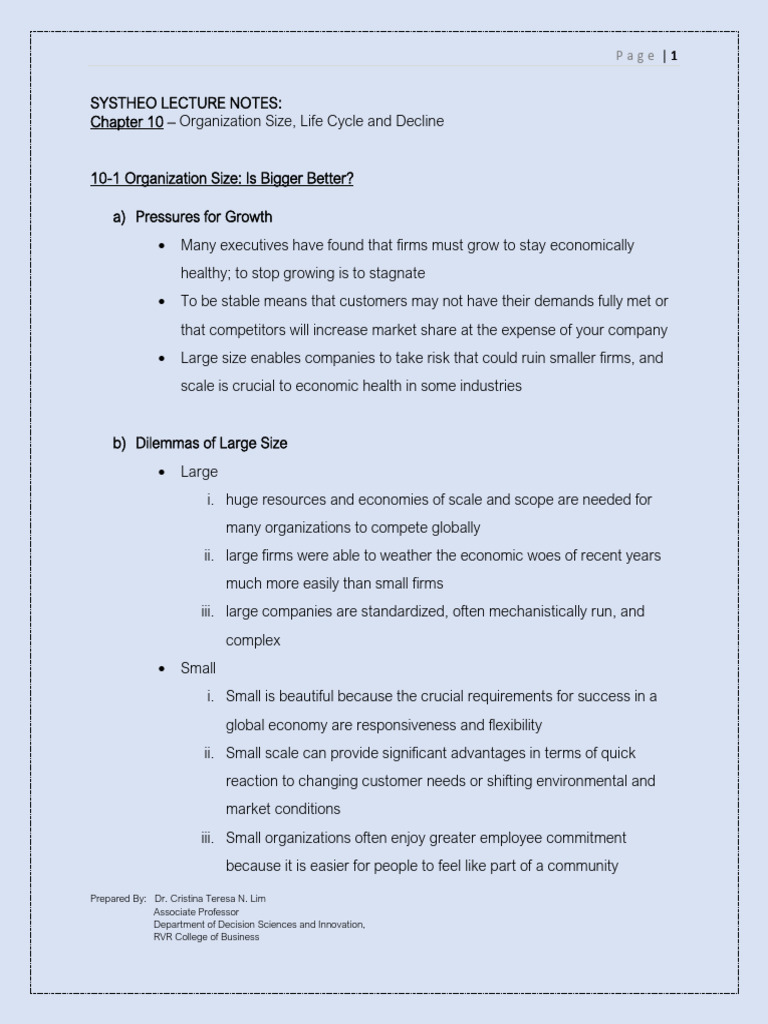 Organization Size and Life Cycle Insights | PDF | Bureaucracy | Innovation