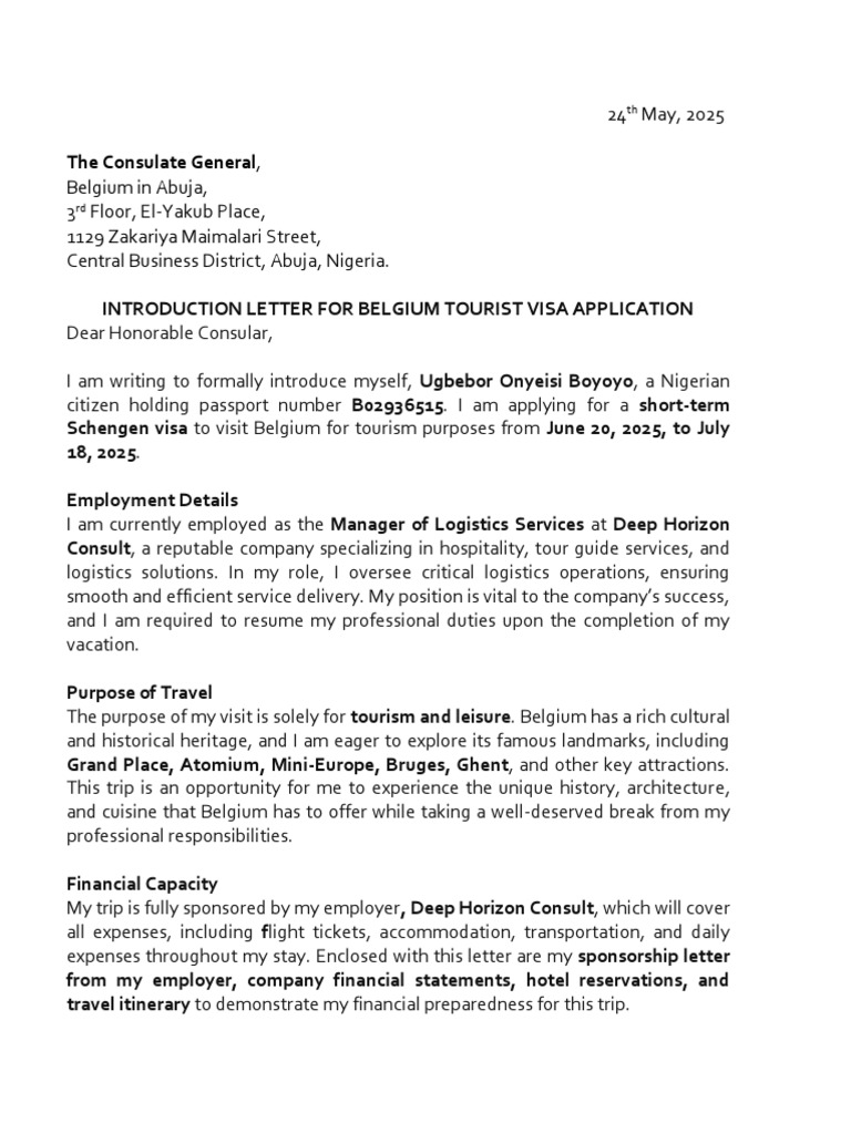 Introduction Letter | PDF | Travel Visa | Tourism