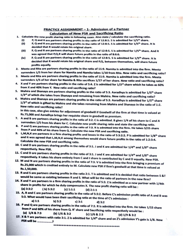 Admission (Ratio Practice Ques.) | PDF