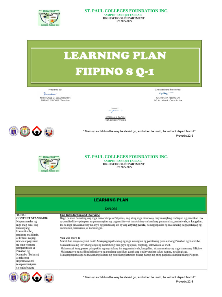 Filipino 8-Lp Quarter 1 | PDF