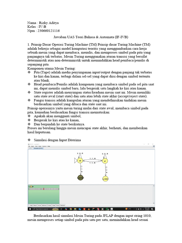 UAS Teori Bahasa & Automata 230660121116 RizkyAditya IV-B | PDF