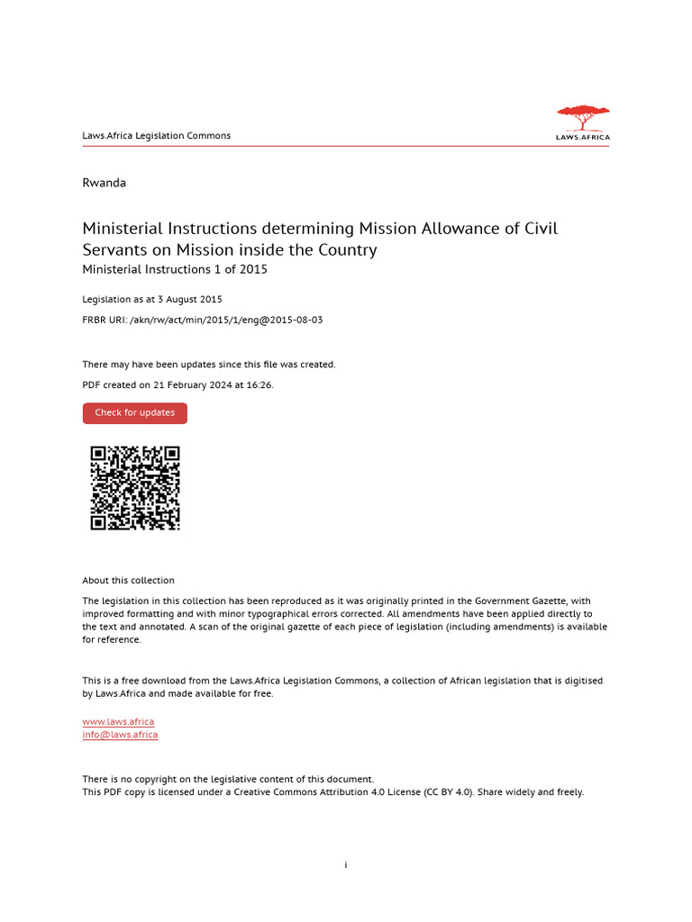 Rwanda Civil Servants Mission Allowance | PDF | Creative Commons ...