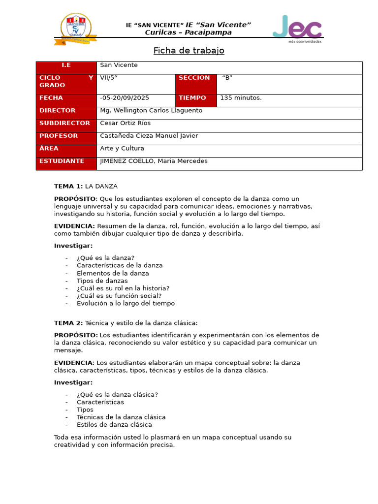 Ficha de Trabajo | PDF