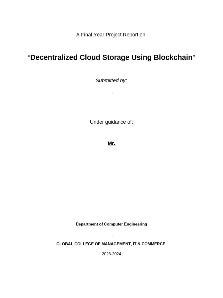 Decentralized Cloud Storage Using Blockchain | PDF | Encryption | Key ...