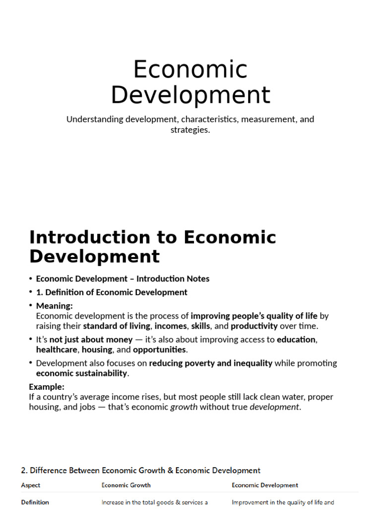 Economic Development: Key Concepts & Metrics | PDF | Poverty | Poverty ...