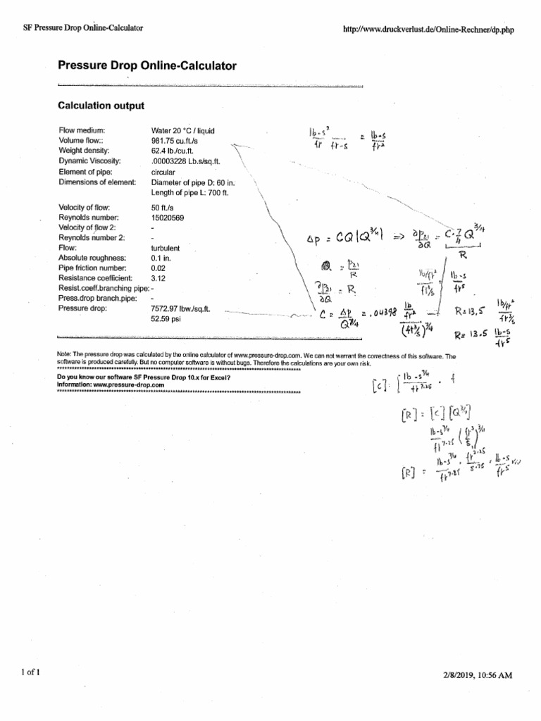 EML3222-Handouts File SF Pressuer Drop Calculator | PDF