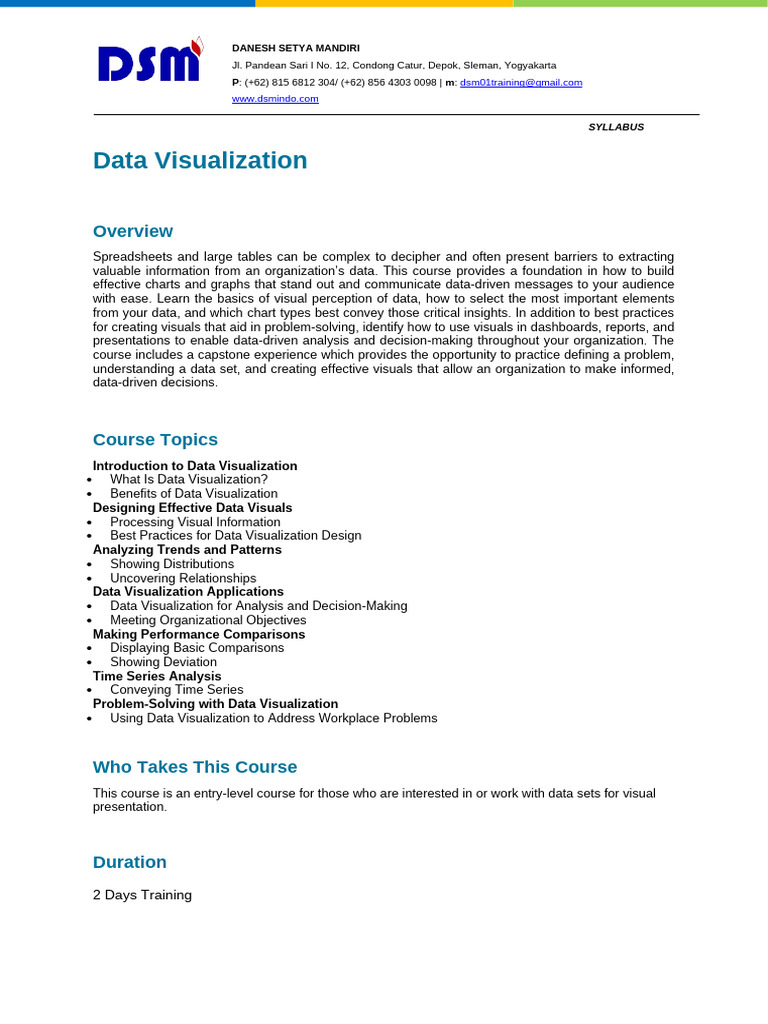 Data Visualization Course Syllabus | PDF