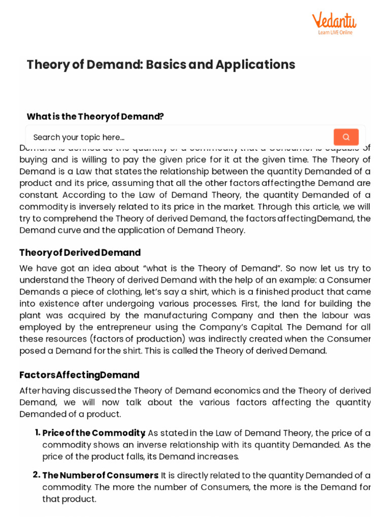 Theory of Demand - Basics and Applications | PDF
