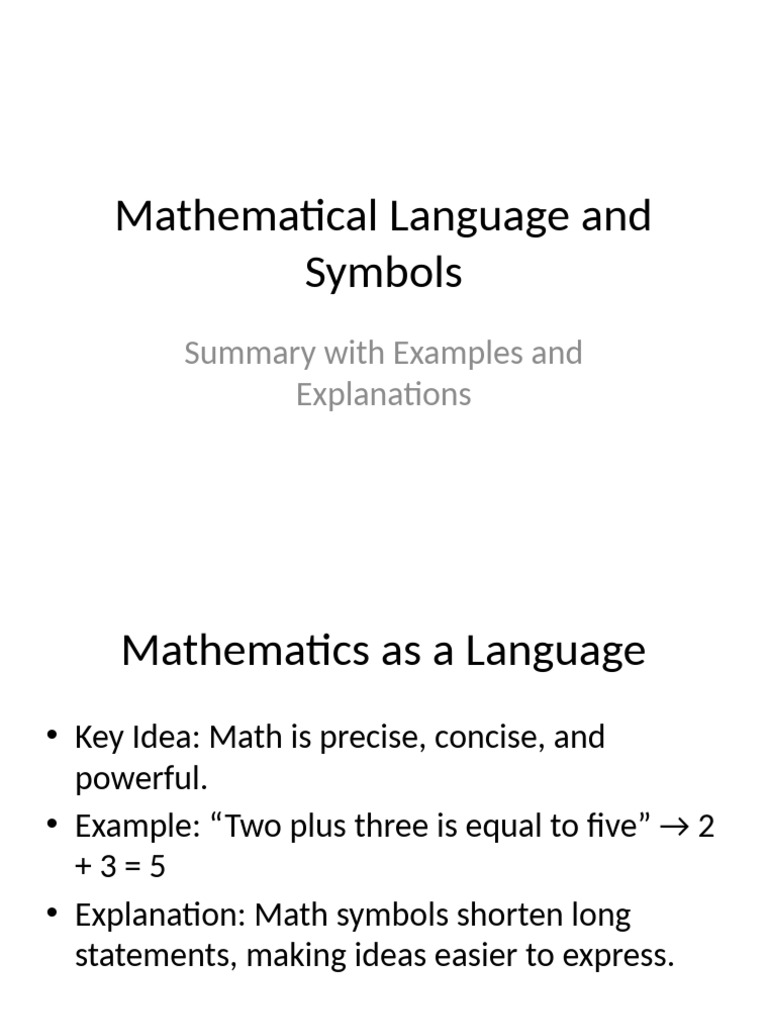 Understanding Mathematical Language | PDF