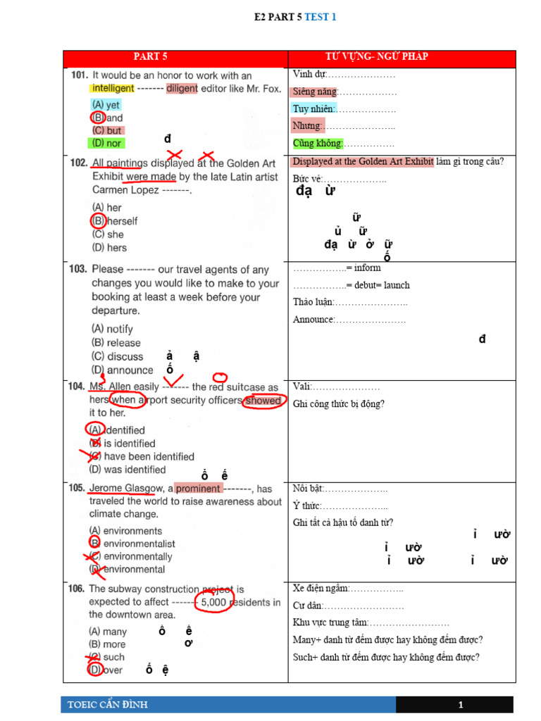 c1 E2 Part 5 Test 1 | PDF