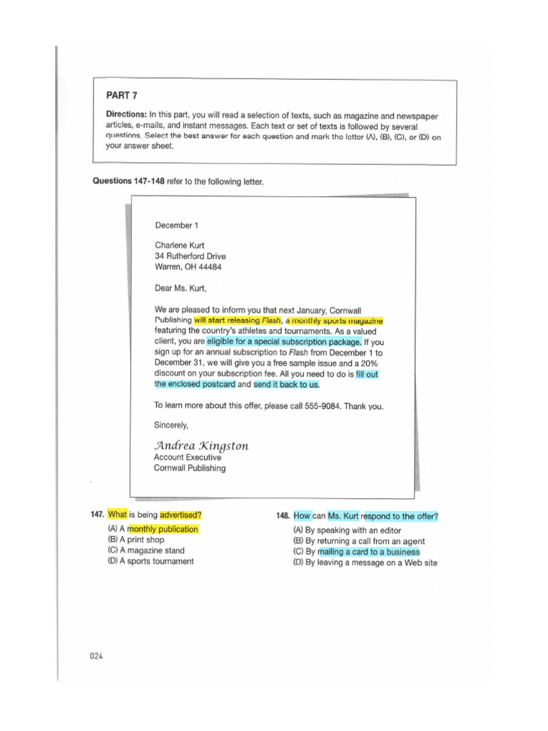 b1 RC Test 1 Part 7 | PDF