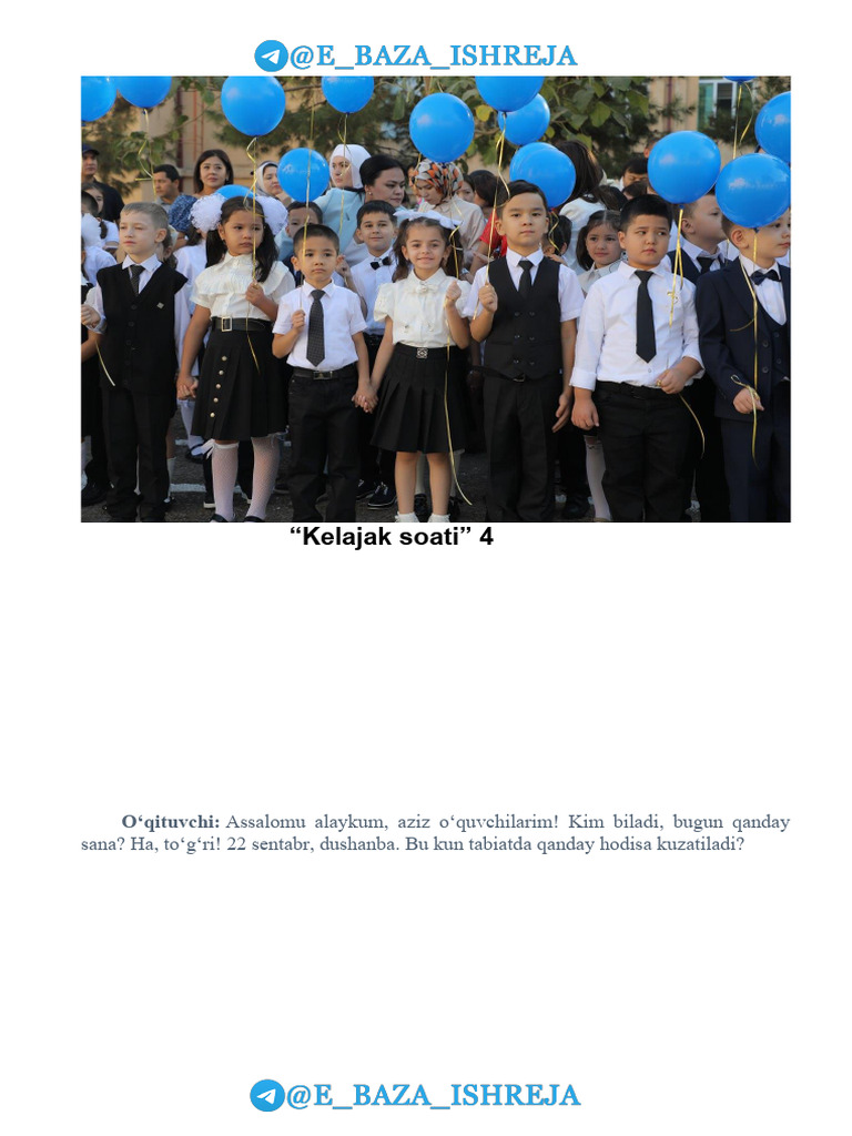 1-4-Sinf 4-Dars Kelajak Soati @E - Baza - Ishreja | PDF