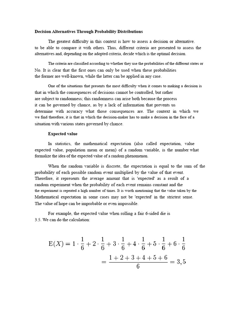 Decision-Making with Probability Distributions | PDF | Expected Value ...