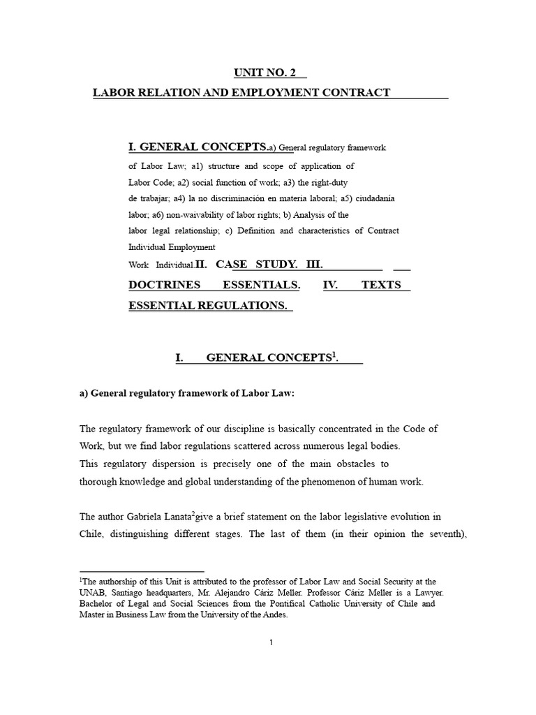 UNIT 2 EMPLOYMENT CONTRACT AND LABOR LEGAL RELATIONSHIP by Alejandro Cáriz Meller | PDF | Labour ...