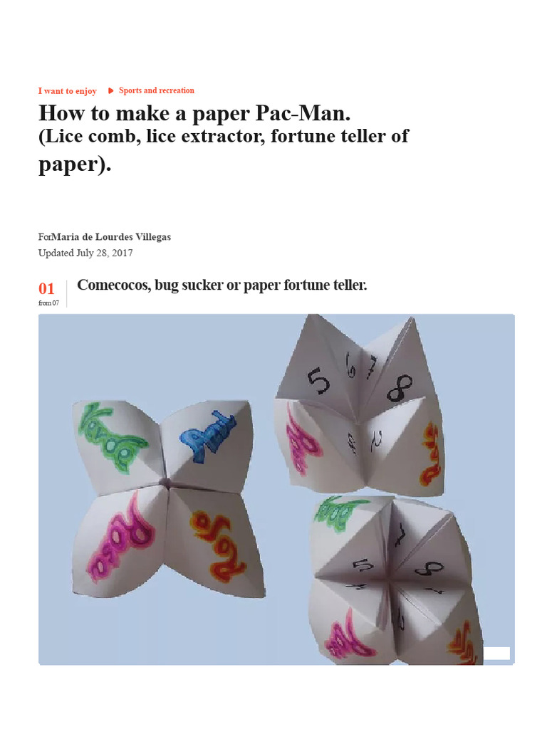 Pac-Man, Lice Remover or Paper Fortune Teller PDF | PDF | Origami