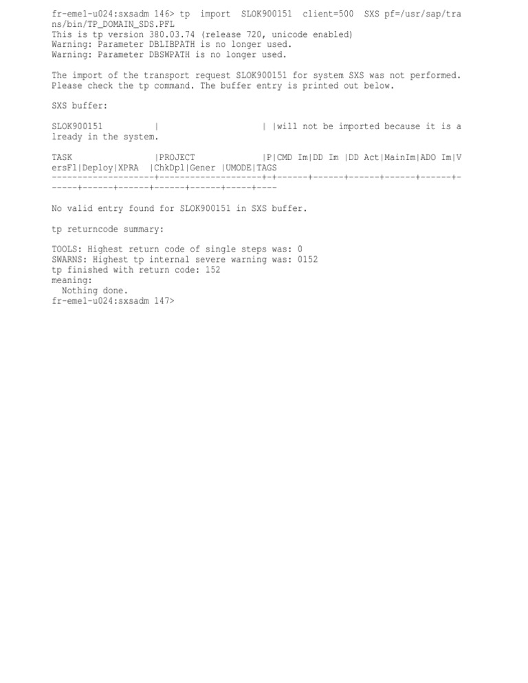 SAP Transport Import Error Log | PDF