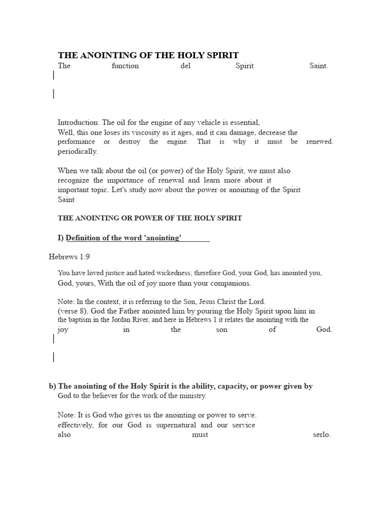 The Anointing of The Holy Spirit | PDF | Jesus | Anointing