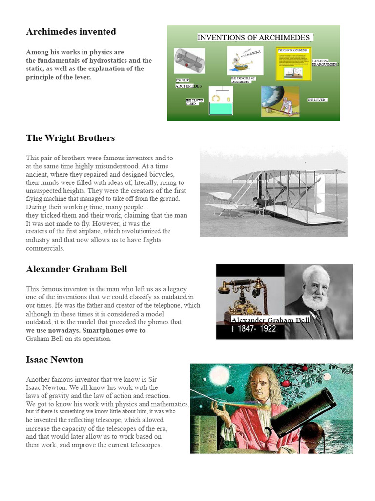 20 Inventions and Their Inventors | PDF | Invention | Telephone