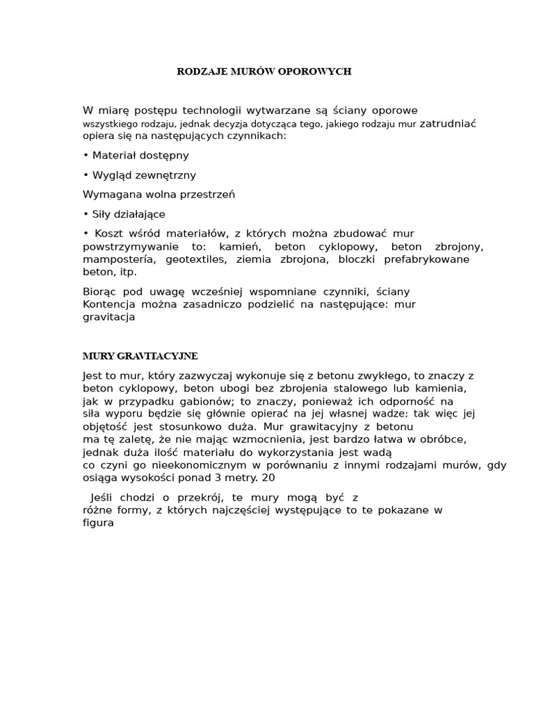 Rodzaje Murów Oporowych | PDF