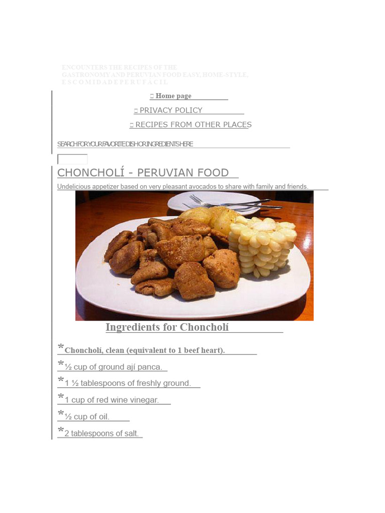 Peruvian Food Recipes | PDF | Sauce | Teaspoon