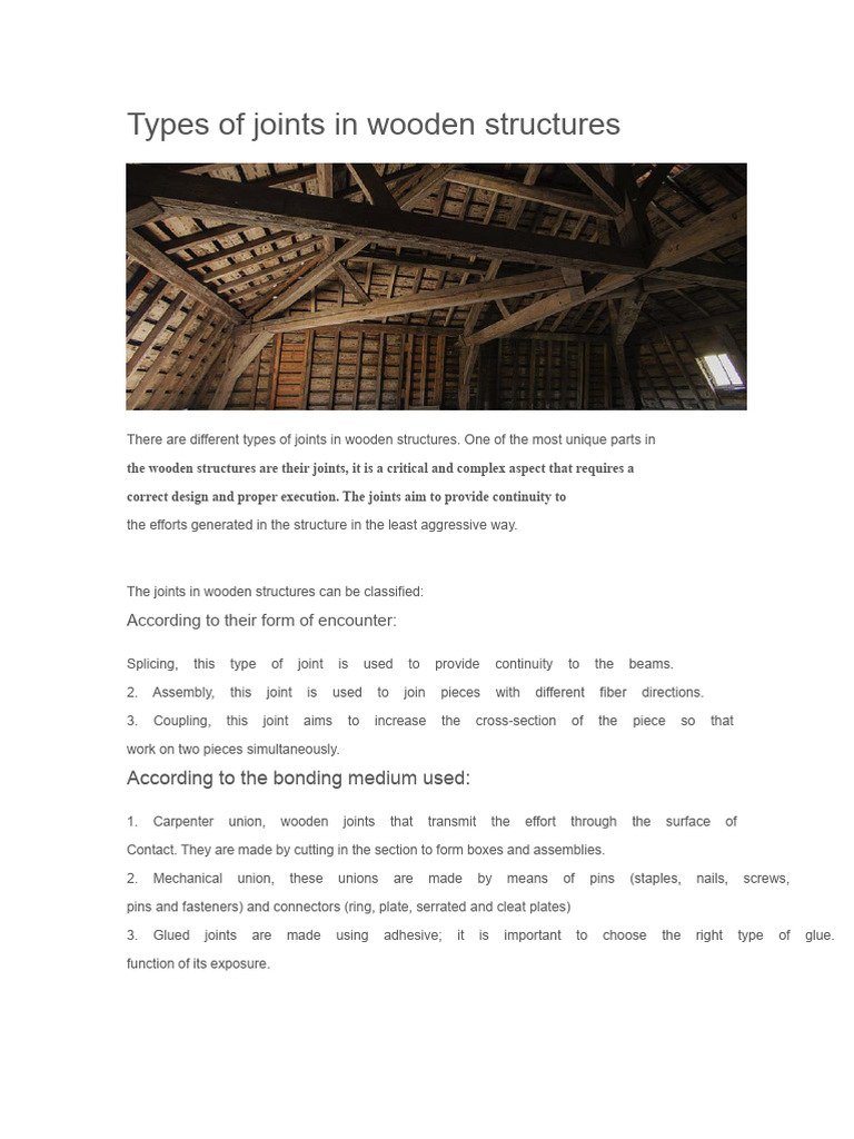 Types of Joints in Wood Structures | PDF | Adhesive | Wood