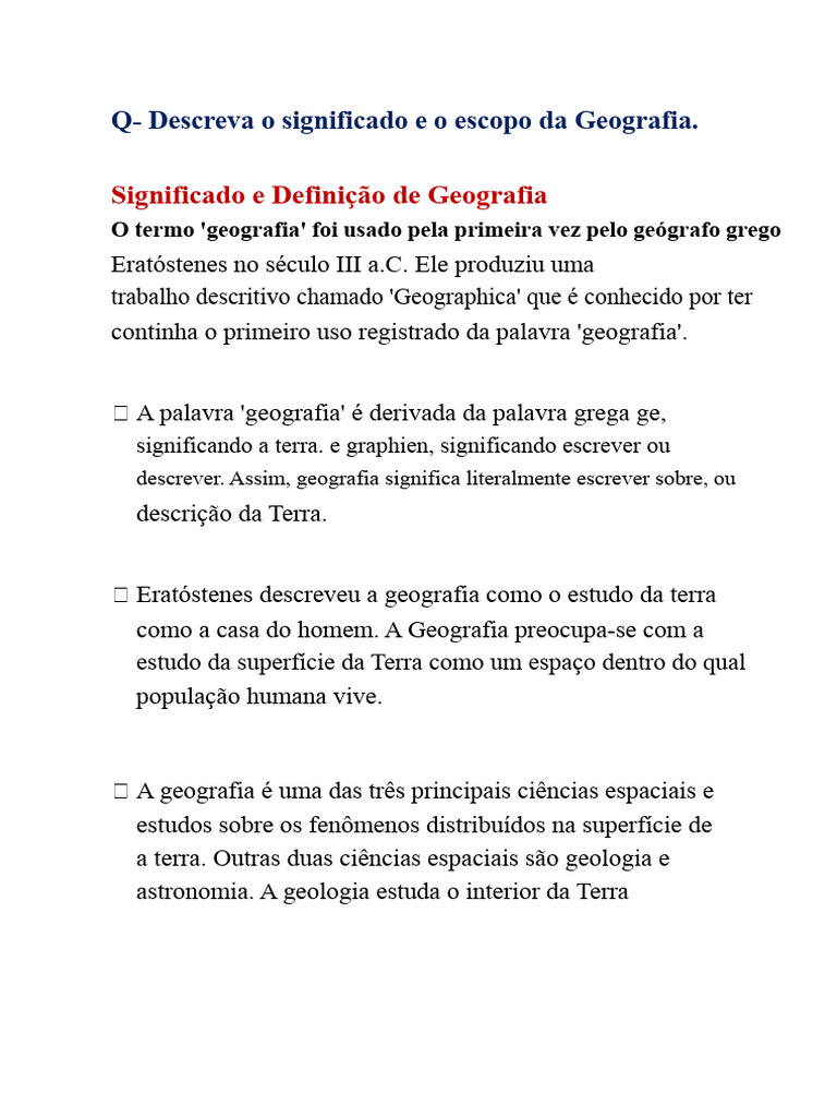 Significado e Escopo da Geografia | PDF | Geografia | Terra