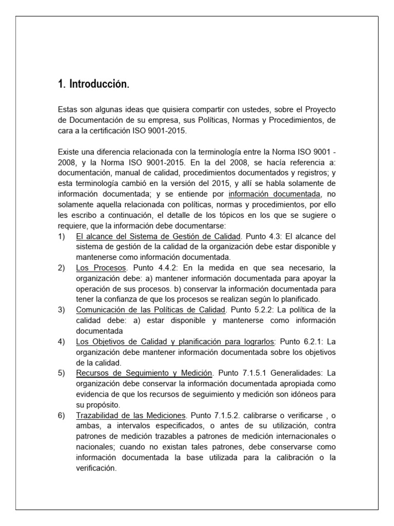 Informacion Documentada ISO 9001 | PDF | Sistema de manejo de calidad ...