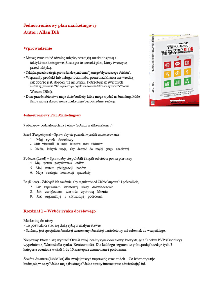 1-Stronicowy Plan Marketingowy PDF | PDF