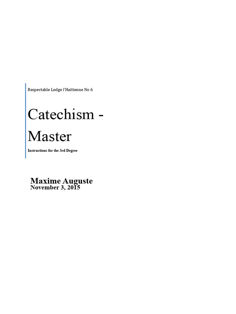 Master Mason 3rd Degree Catechism | PDF | Freemasonry | Seven Deadly Sins
