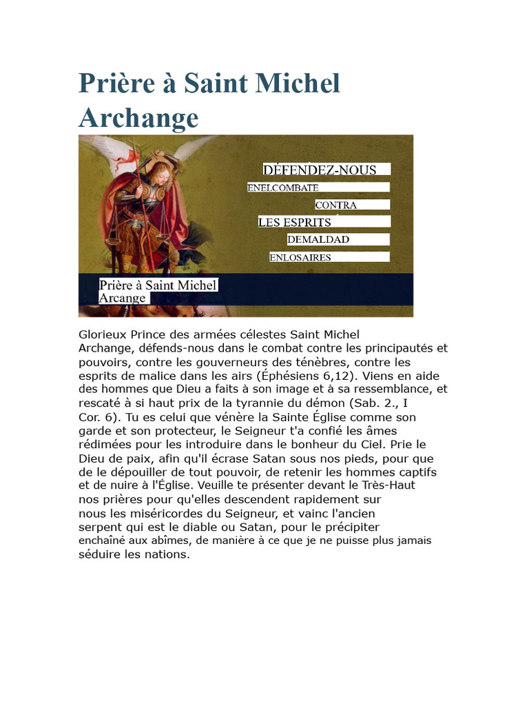 Prière À Saint Michel Archange | PDF