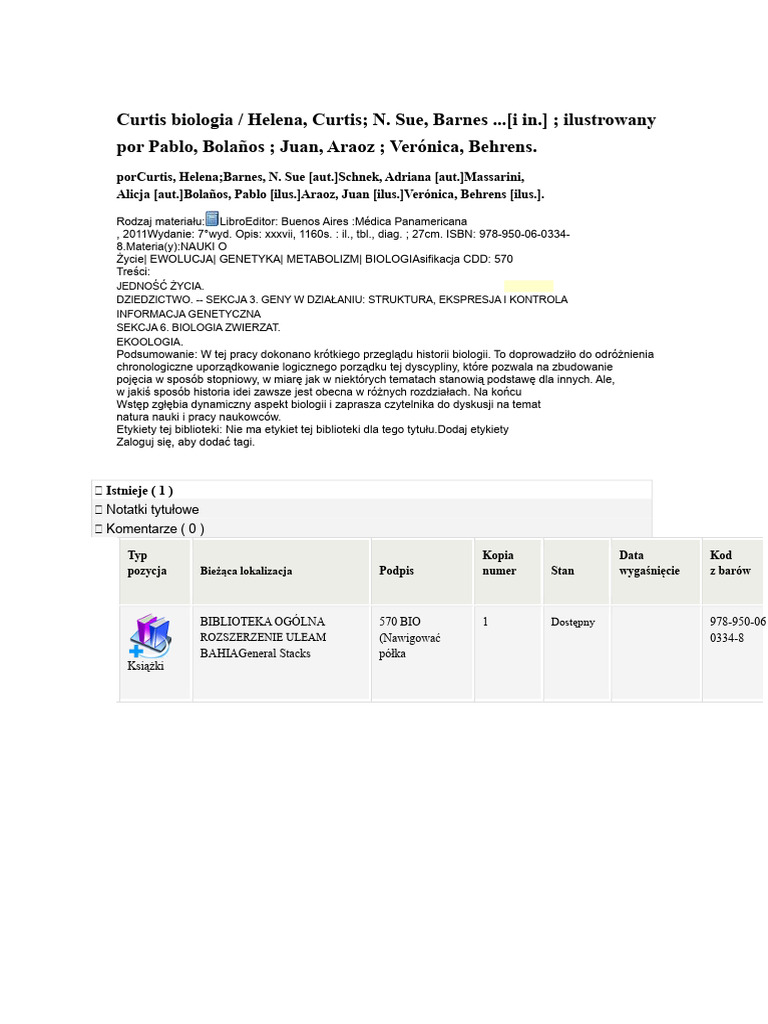 Biologia Curtisa | PDF