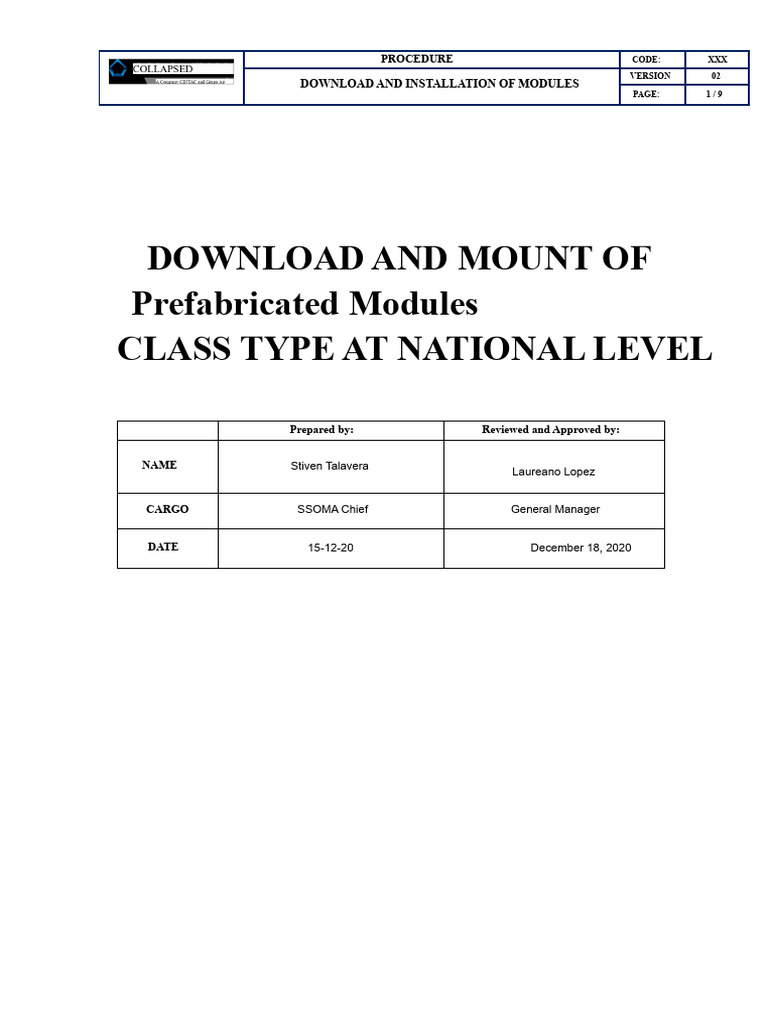 PROCEDURE FOR UNLOADING AND MOUNTING MODULES | PDF | Concrete | Electrician