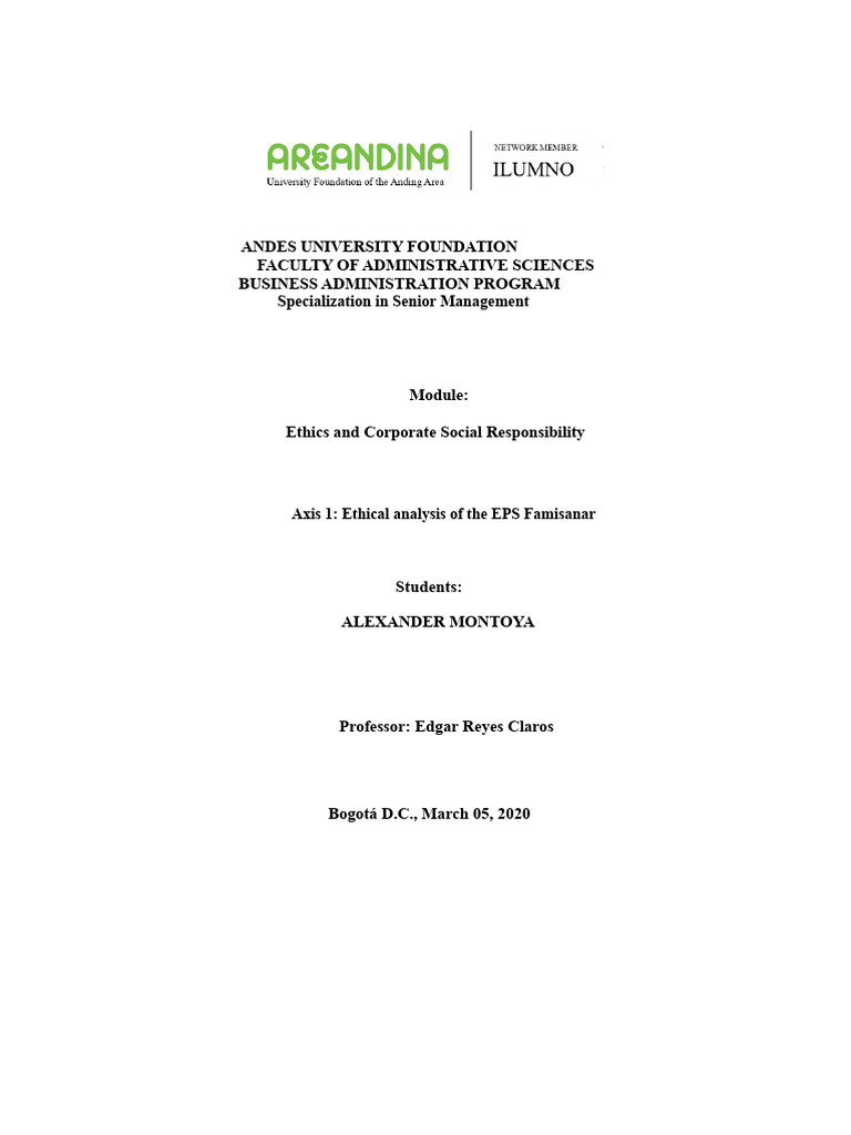 Ethical Analysis of EPS Famisanar | PDF | Taxes | Surgery