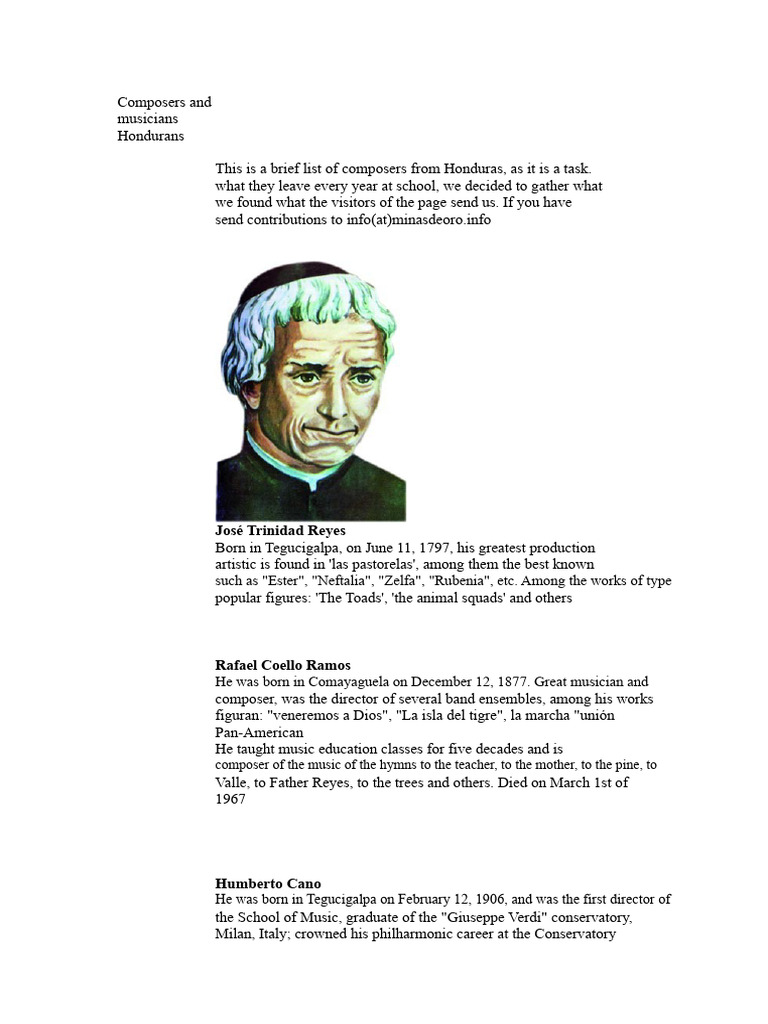 Honduran Composers and Musicians | PDF | Honduras