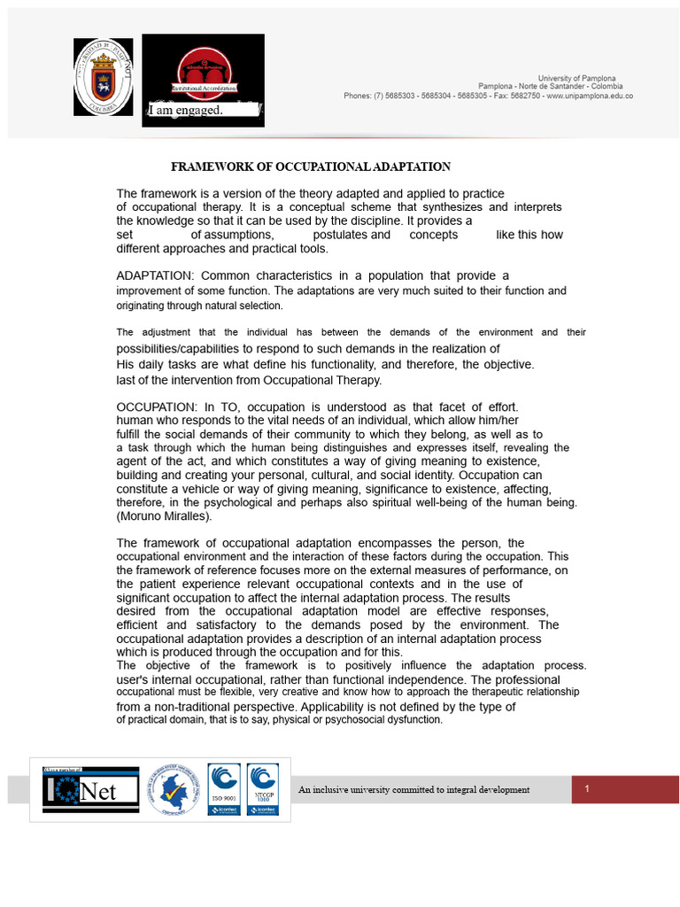 Understanding Occupational Adaptation | PDF | Occupational Therapy ...