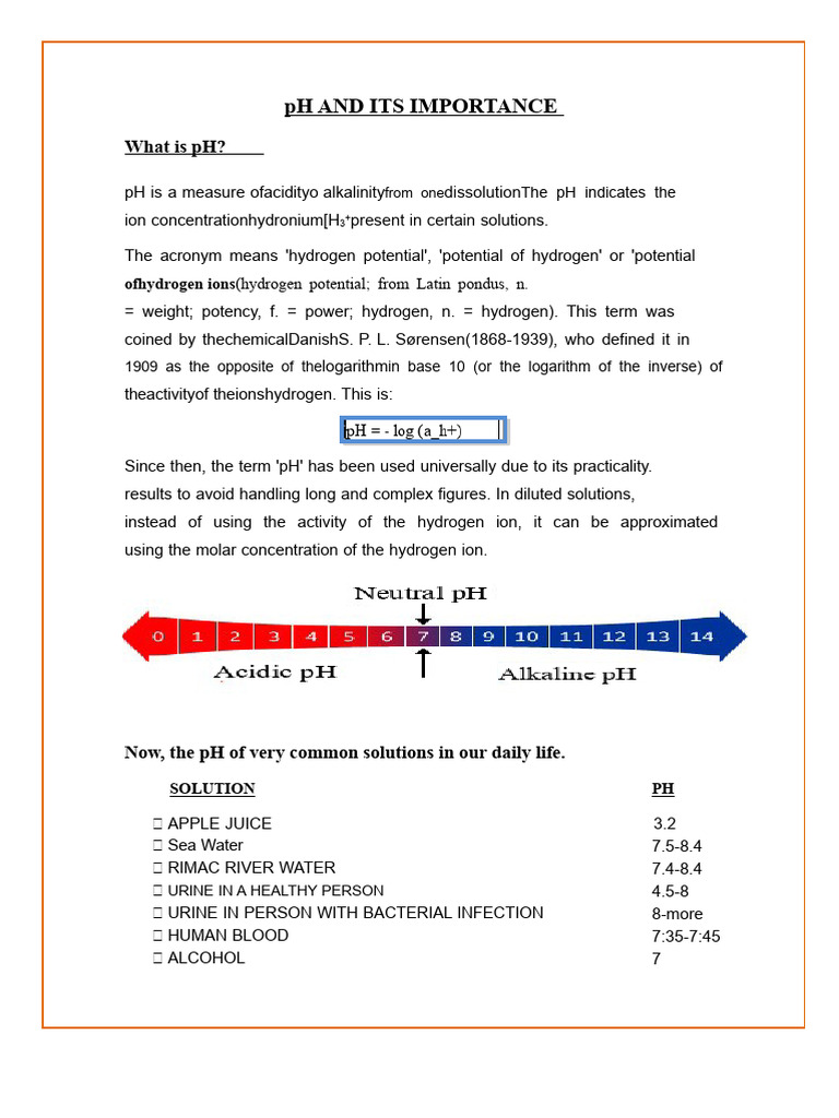 pH and its importance | PDF | Ph | Acid